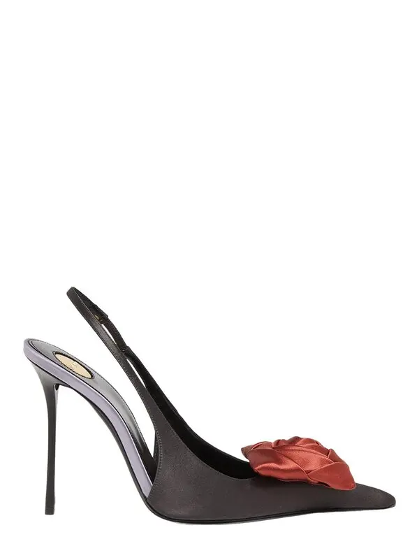Saint Laurent 95mm Thierry Satin Slingback Pumps - 1000 Noir