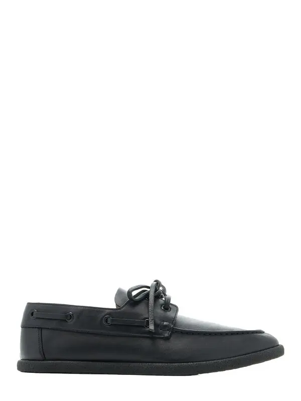 THE ROW Novus Leather Boat Shoes - Black