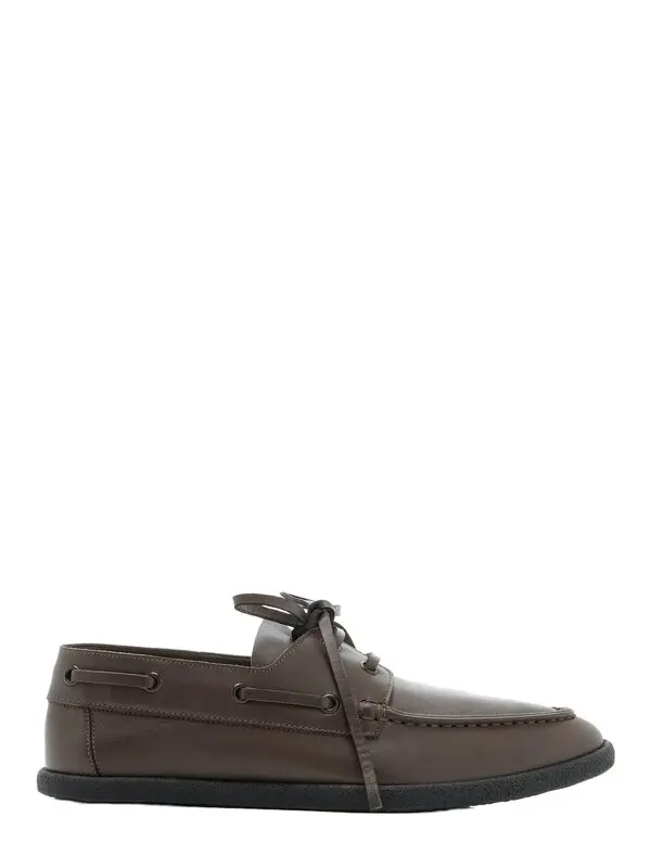 THE ROW Novus Leather Boat Shoes - Brown