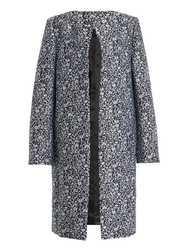 TOTEME Collarless Floral Brocade Coat - Black,white