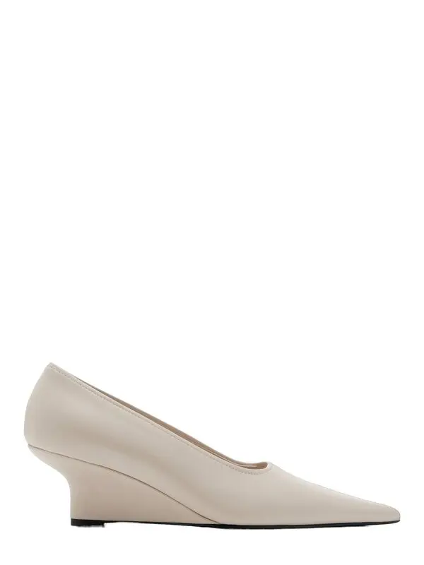 TOTEME Sharp Leather Wedge Pumps - White