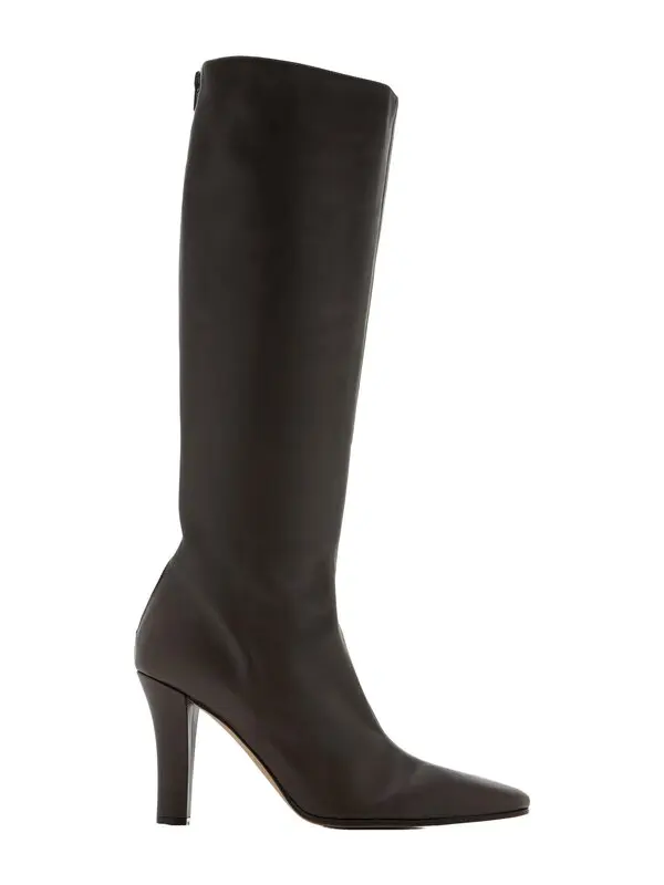 THE ROW Mona Leather Knee Boots - Brown