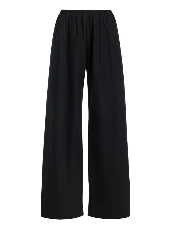 THE ROW Gala Wool Flannel Pants - Black