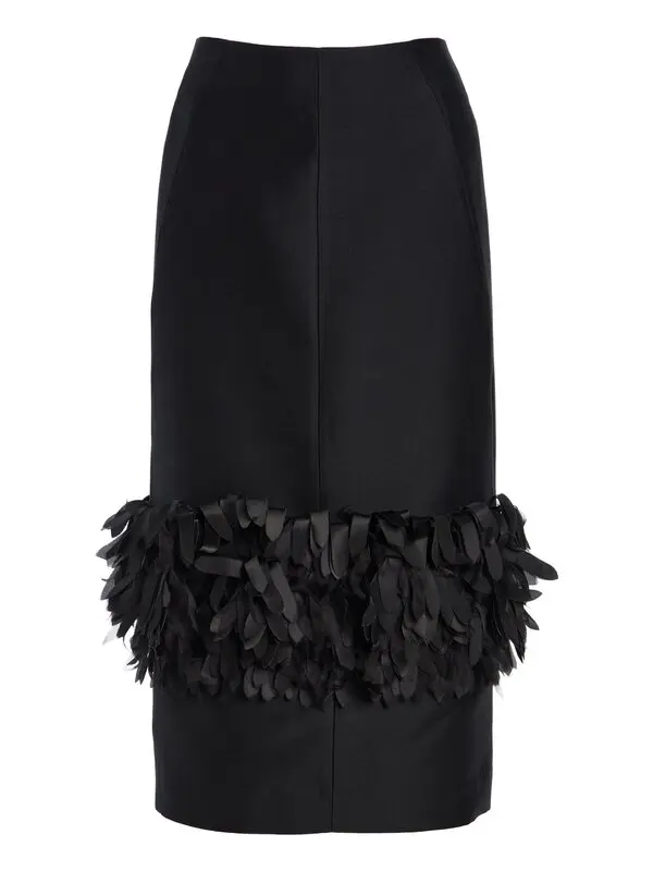 TOTEME Petal-detailed Wool-silk Midi Skirt - Black