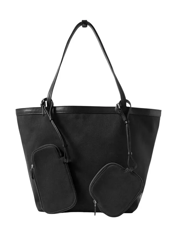 THE ROW Park Leather-trimmed Twill Tote - Black