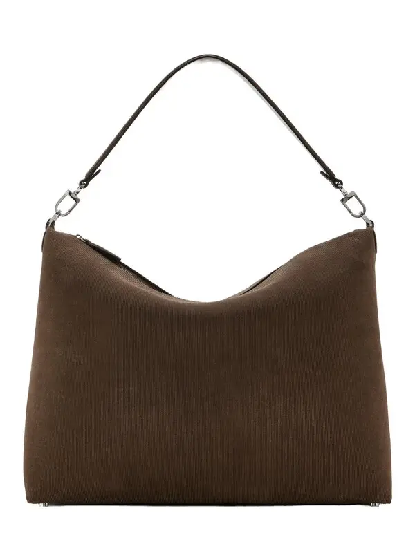TOTEME Medium Bevel Suede Bag - Brown