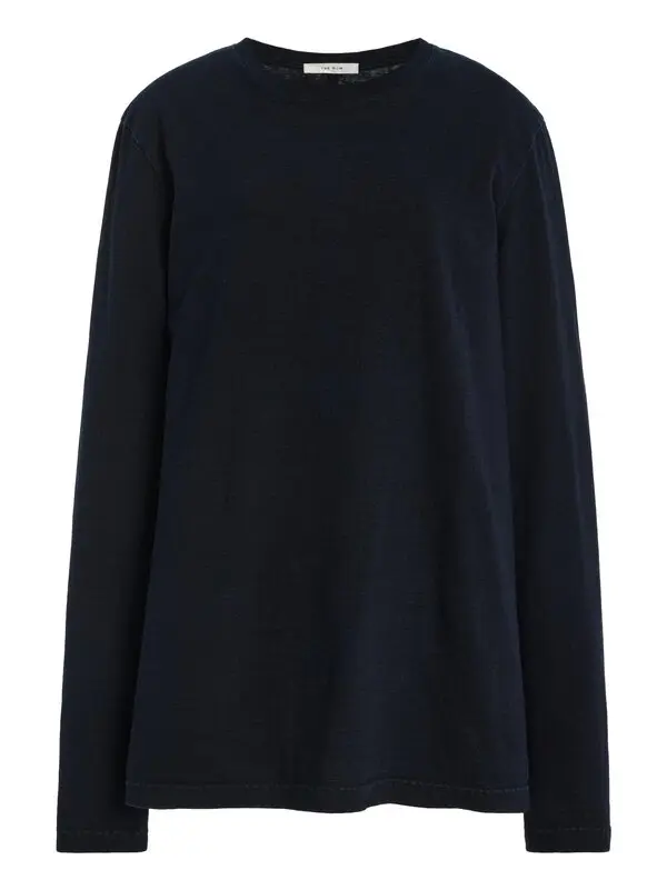 THE ROW Amia Cotton T-shirt - Navy