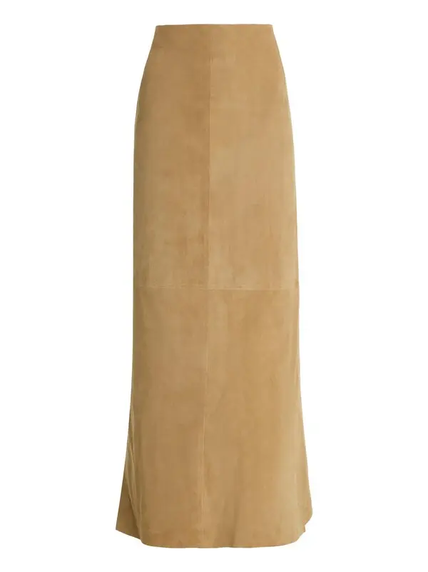 THE ROW Danas Suede Maxi Wrap Skirt - Neutral