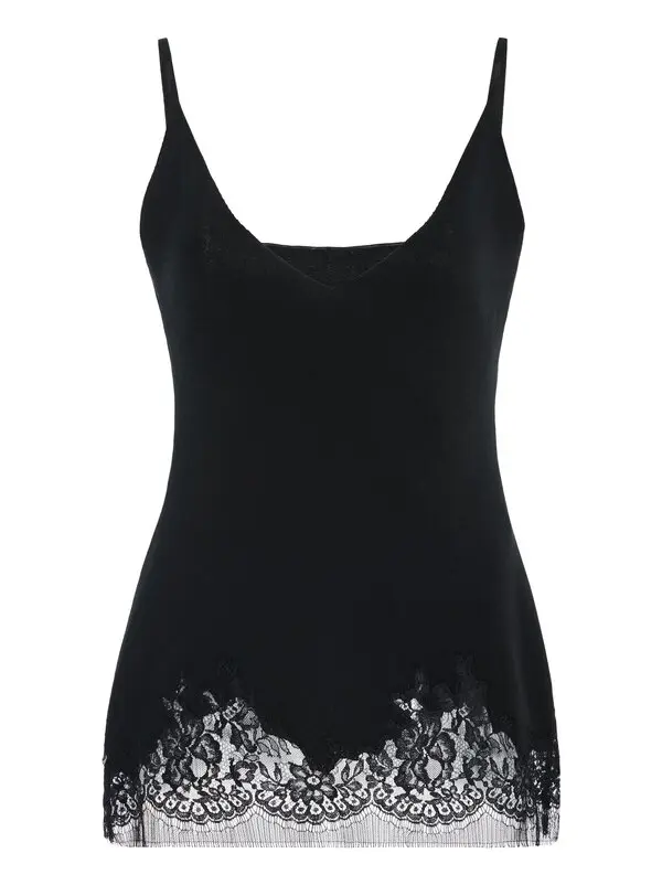 THE ROW Makka Lace-trimmed Silk Top - Black