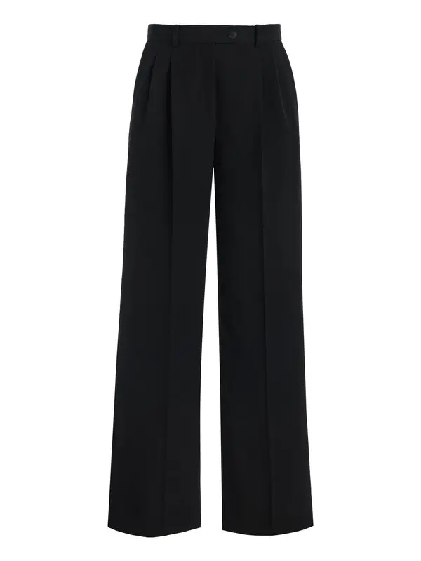 THE ROW Virgil Pleated Wool Trousers - Black