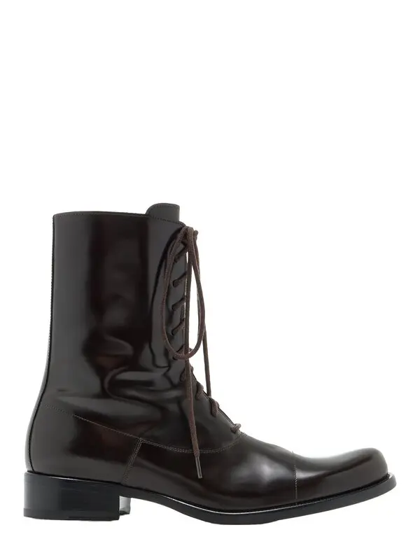 THE ROW Kai Lace-up Leather Boots - Brown