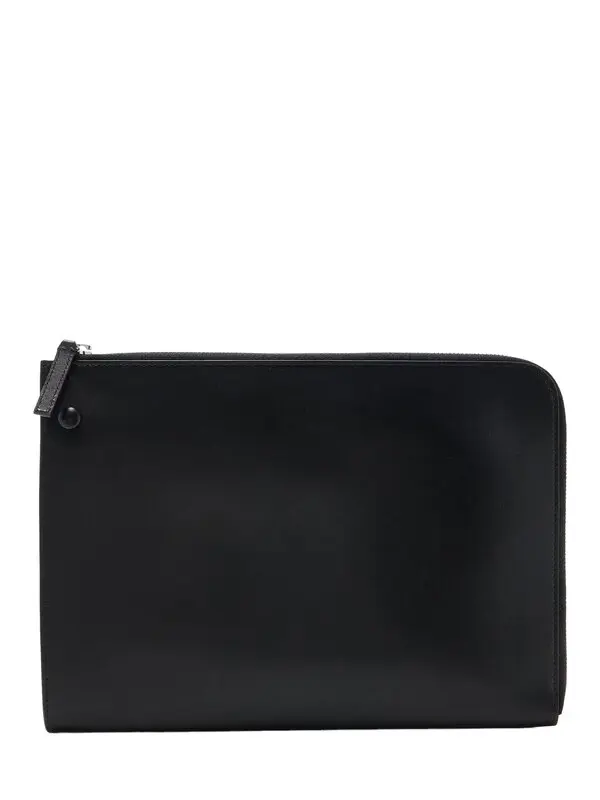 THE ROW Portfolio Medium Leather Wristlet - Black