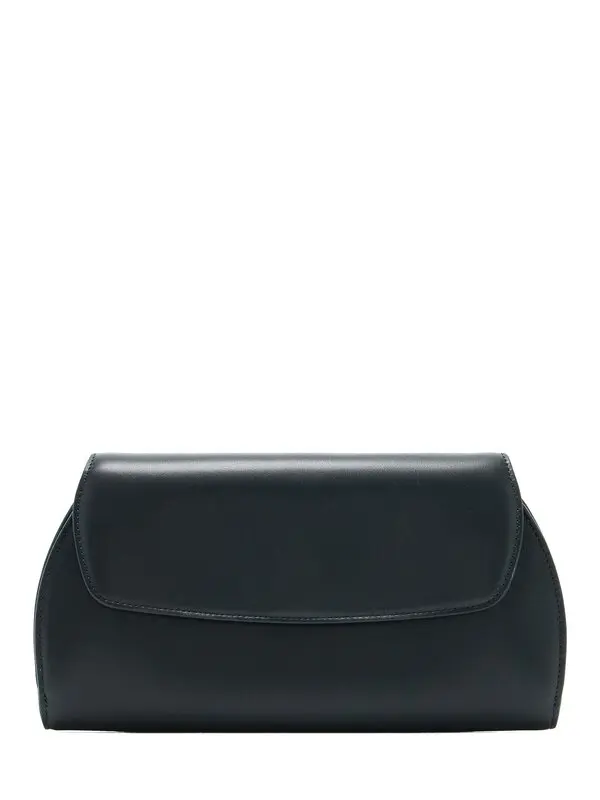 THE ROW Curved Leather Clutch - Black