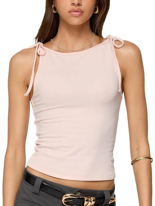 EDIKTED Tie Strap Tank Top - Light-pink