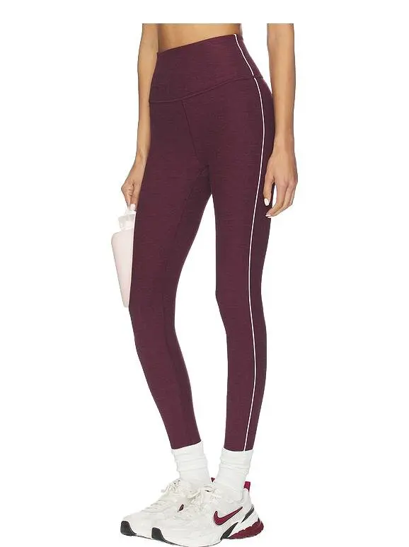 Beyond Yoga Spacedye Ready Midi Legging In Burgundy - Midnight Burgundy Heather