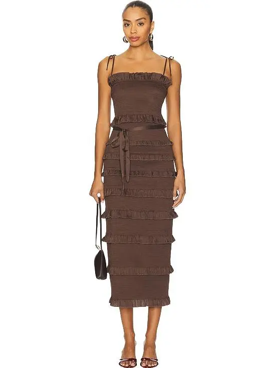 V. CHAPMAN Lily Midi Dress - Chocolate