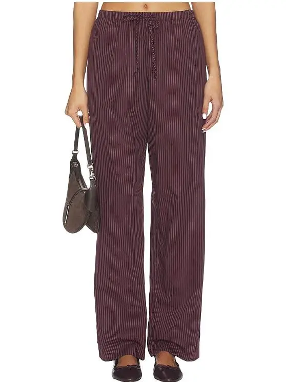 LESET Yoshi Stripe Classic Tie Pant - Bordeaux & Rose Stripe