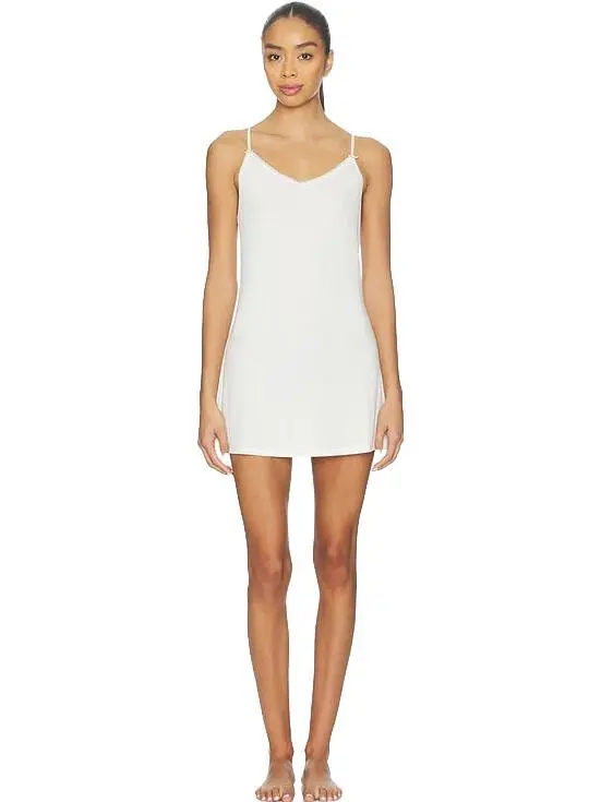 HOMEBODII Pointelle Slip Dress - White