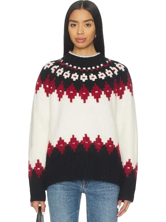 PISTOLA Astrid Pullover Sweater - White  Oxblood & Fair Isle