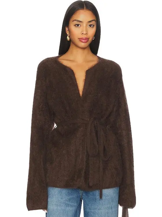 Soft Goat Brushed Cardigan - Mocha