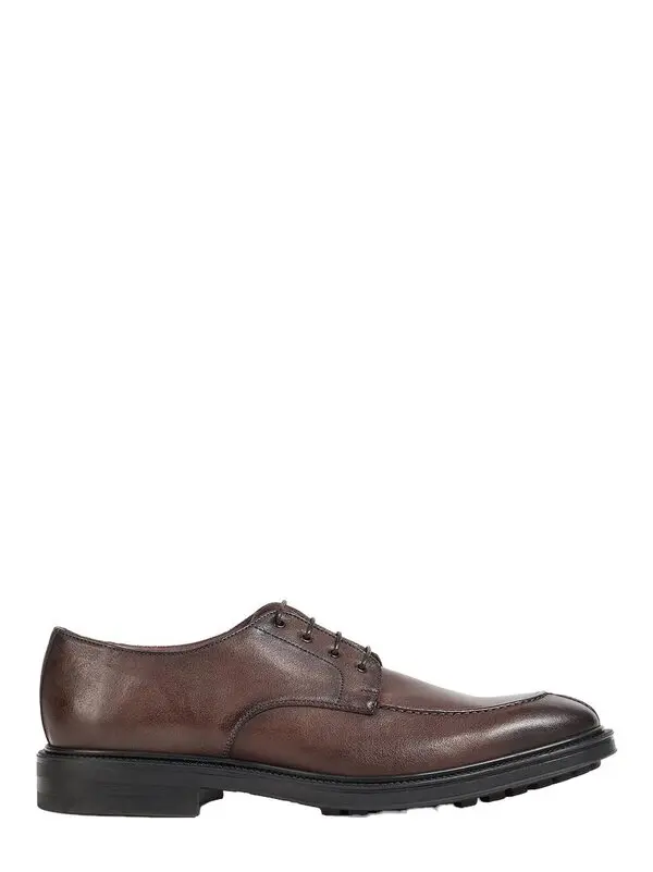Paul Smith Lark Burnished Leather Derby Shoes - Dark Brown