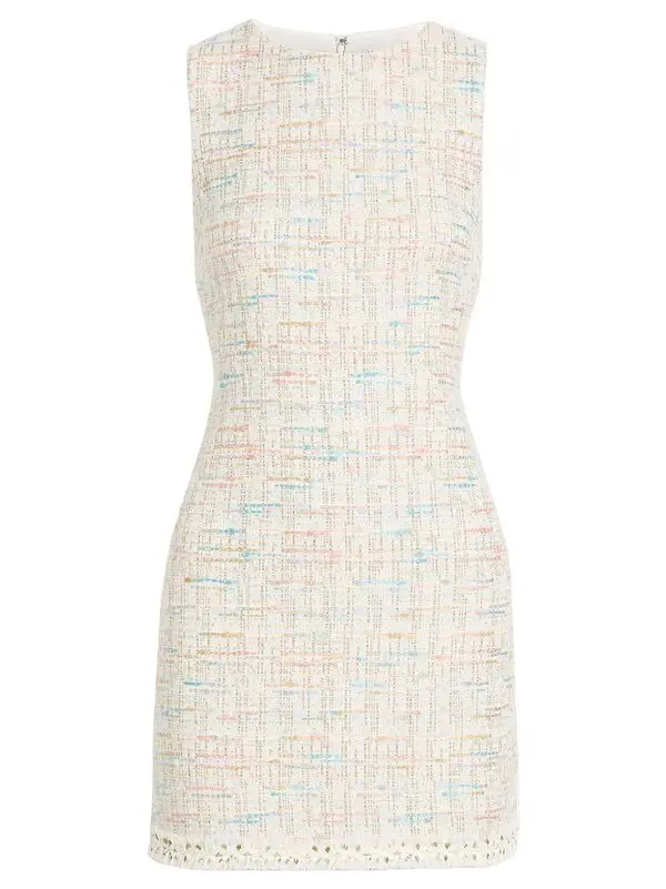 Alice + Olivia Clyde Floral-appliquéd Tweed Mini Dress - Ecru