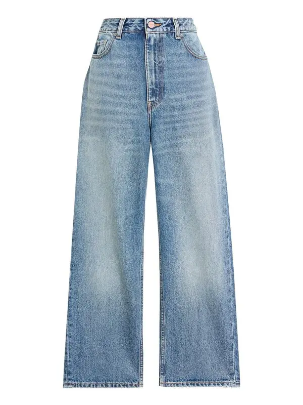 GANNI Cropped High-rise Straight-leg Jeans - Mid Denim