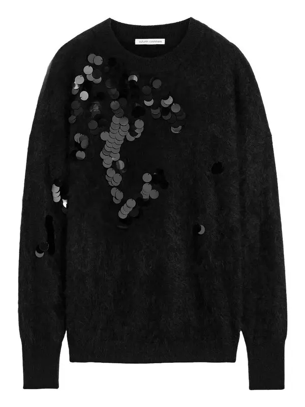 Autumn Cashmere Sequin-embellished Cashmere Sweater - Black