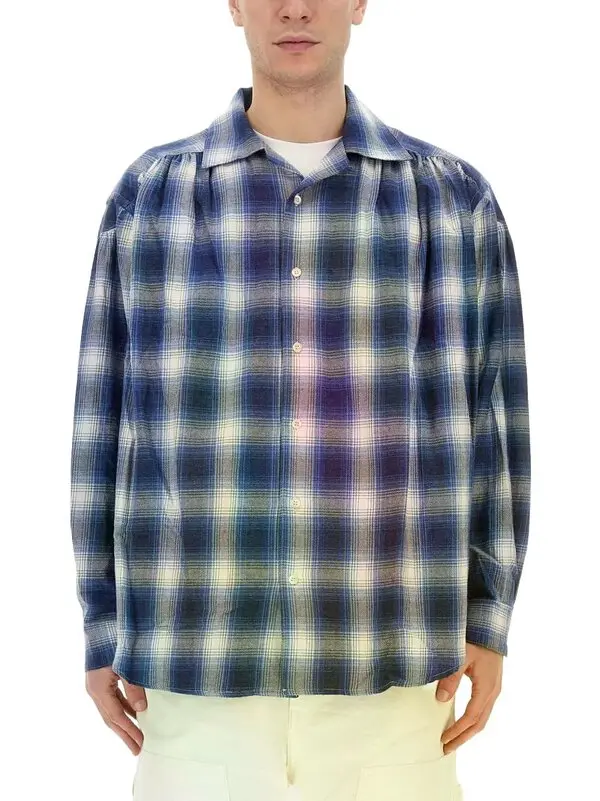 AIE Plaid-check Cotton Shirt - Blue