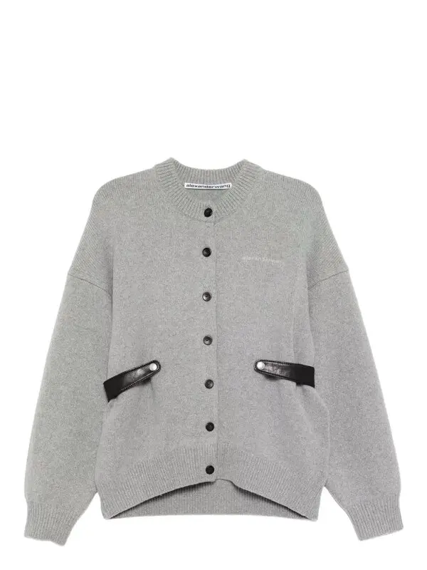 Alexander Wang Leather-belt Cardigan - Grey