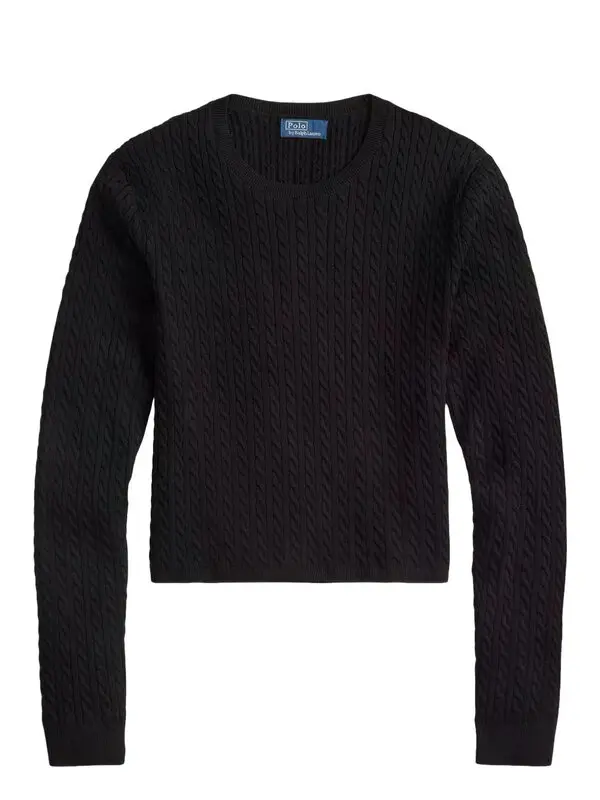 Polo Ralph Lauren Cable-knit Cropped Sweater - Black