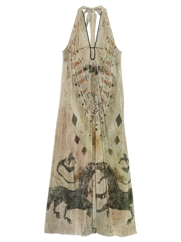 YANGKEHAN Abstract-print Maxi Dress - Neutrals