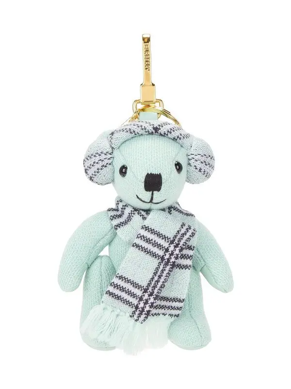 Burberry Thomas Scarf Earmuff Charm In Teal - Seafoam Green