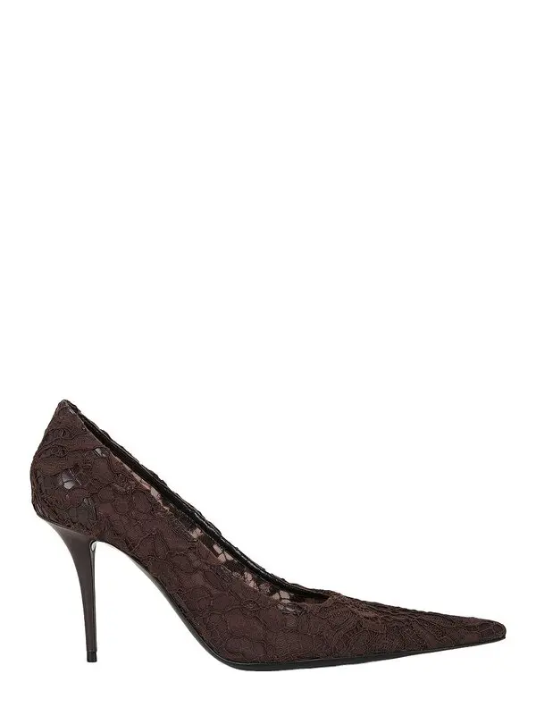 Saint Laurent Thierry Pump - Lace Brown & Deep Brown