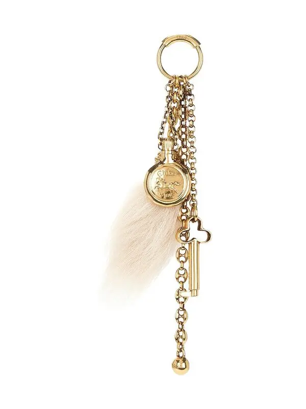 Chloé Feather Bag Charm In Metallic - Gold