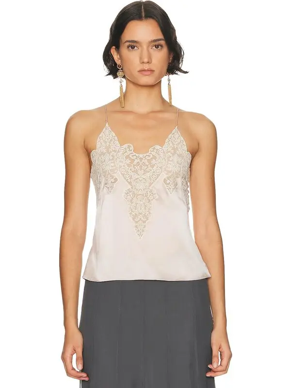 Chloé Lace Trimmed Camisole Top - Rose Dust