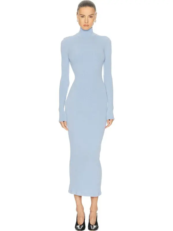 Sablyn Gab Turtleneck Rib Dress - Azureous