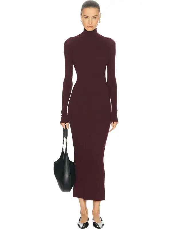 Sablyn Gab Turtleneck Rib Dress - Bordeaux