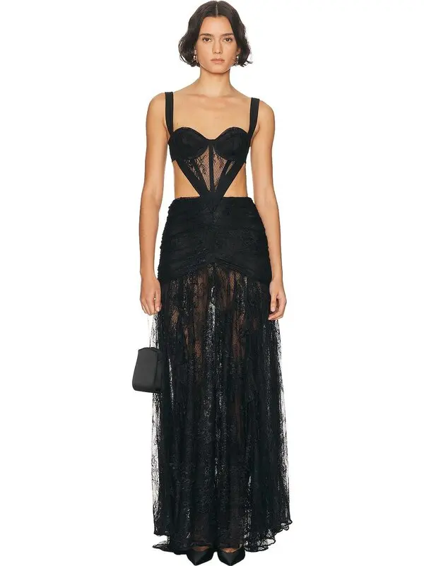 PatBO Laila Lace Cut Out Gown - Black