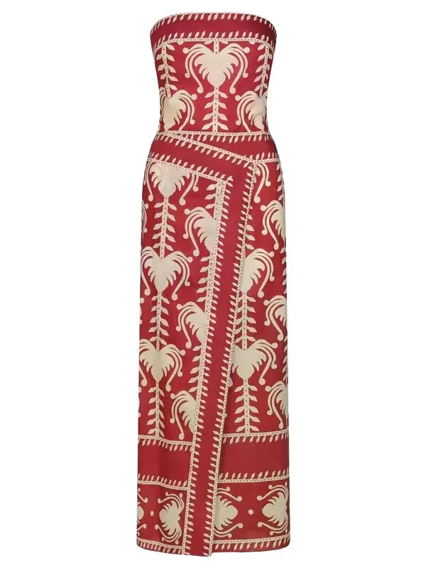 Johanna Ortiz Ancient Peru Leaf Print Dress - Red