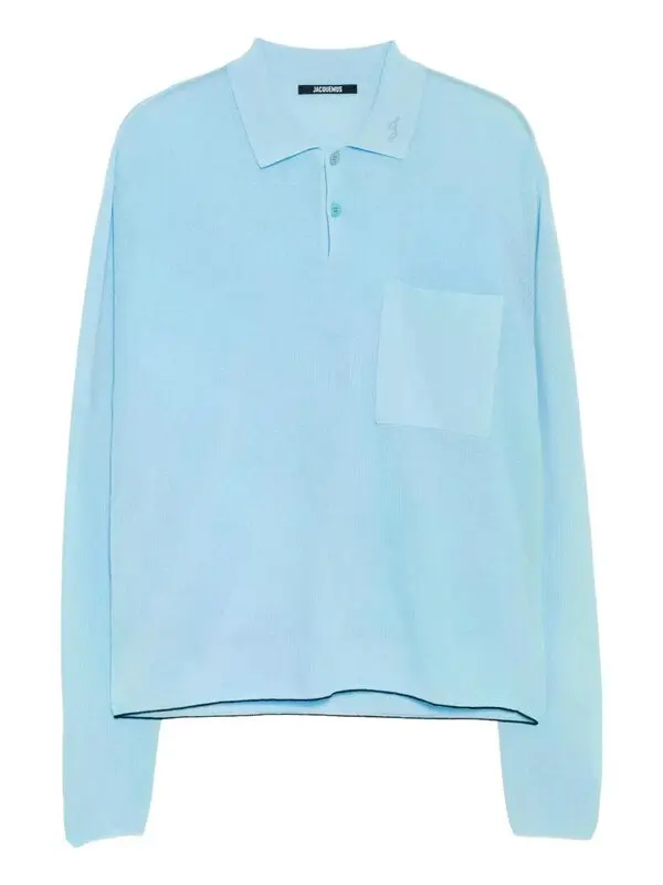 Jacquemus Pocket Long-sleeved Polo Shirt - Black