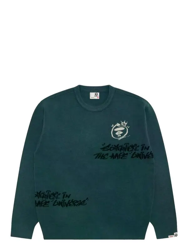 AAPE BY *A BATHING APE Crew-neck Long Sleeve Sweater - Green