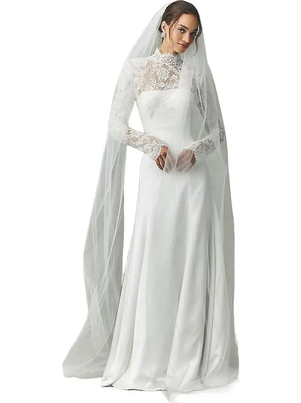 Watters Helenium Beaded Cathedral Veil - Ivory