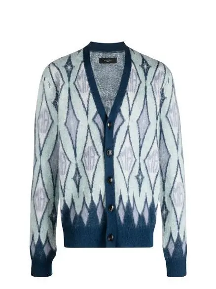 Amiri Argyle Mohair Cardigan - Blue