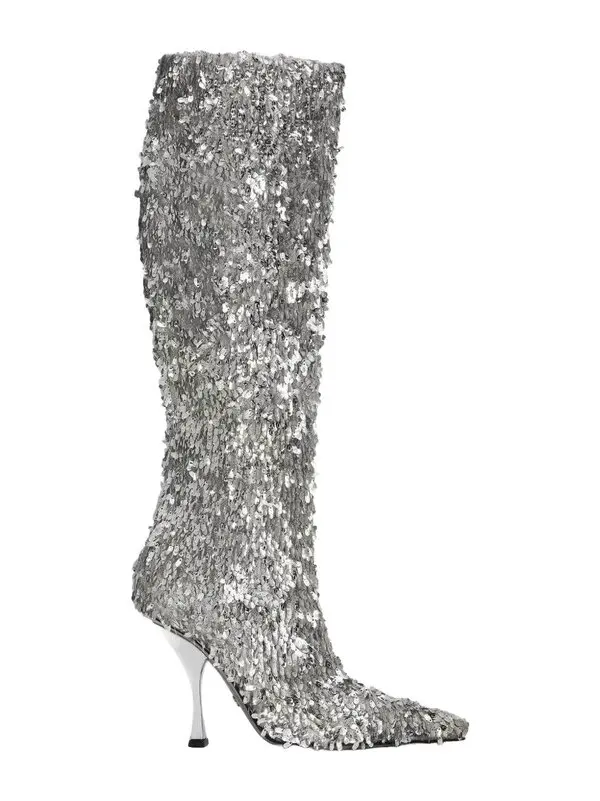 Dolce & Gabbana 105mm Sequin-embellished Boots - Silver