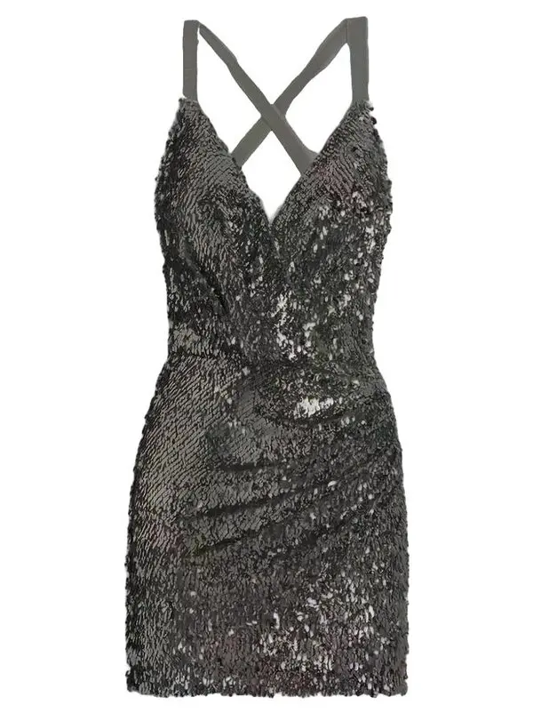 Dolce & Gabbana Sequin Crossover Dress - Silver