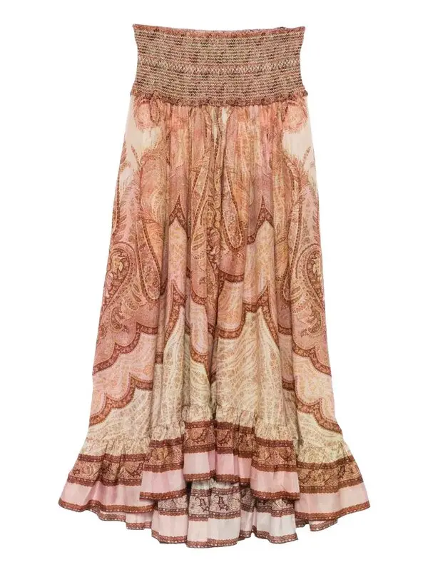 Zimmermann Wanderlust Paisley-print Midi Skirt - Brown