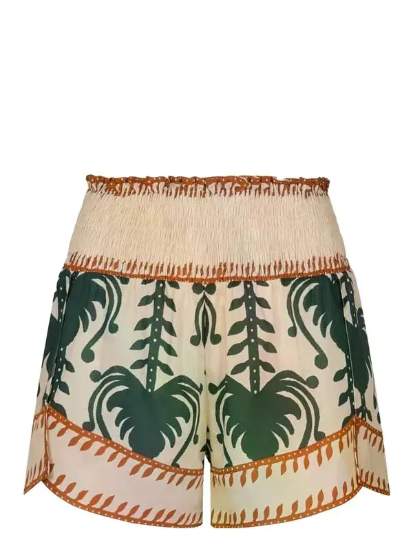 Johanna Ortiz Linka Smocked Print Short - Neutrals