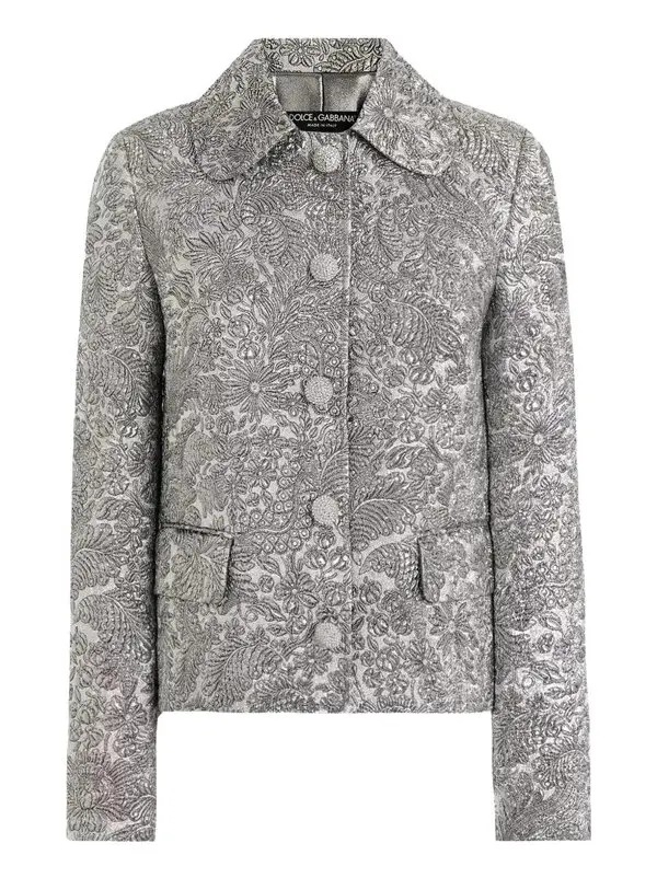 Dolce & Gabbana Floral Jacquard Single-breasted Jacket - Silver
