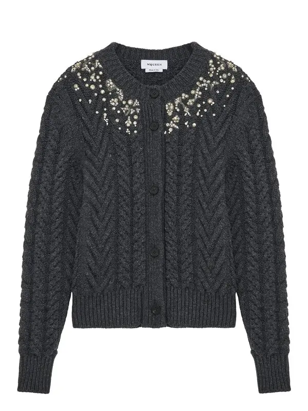 Alexander McQueen Wool-cashmere Embellished Cardigan - Black